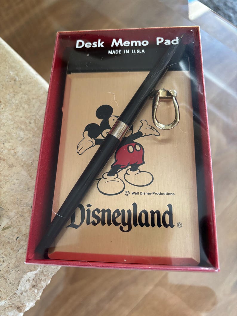Vintage Disney Mickey Mouse Disneyland Anaheim CA Gold Metal Memo Book ...