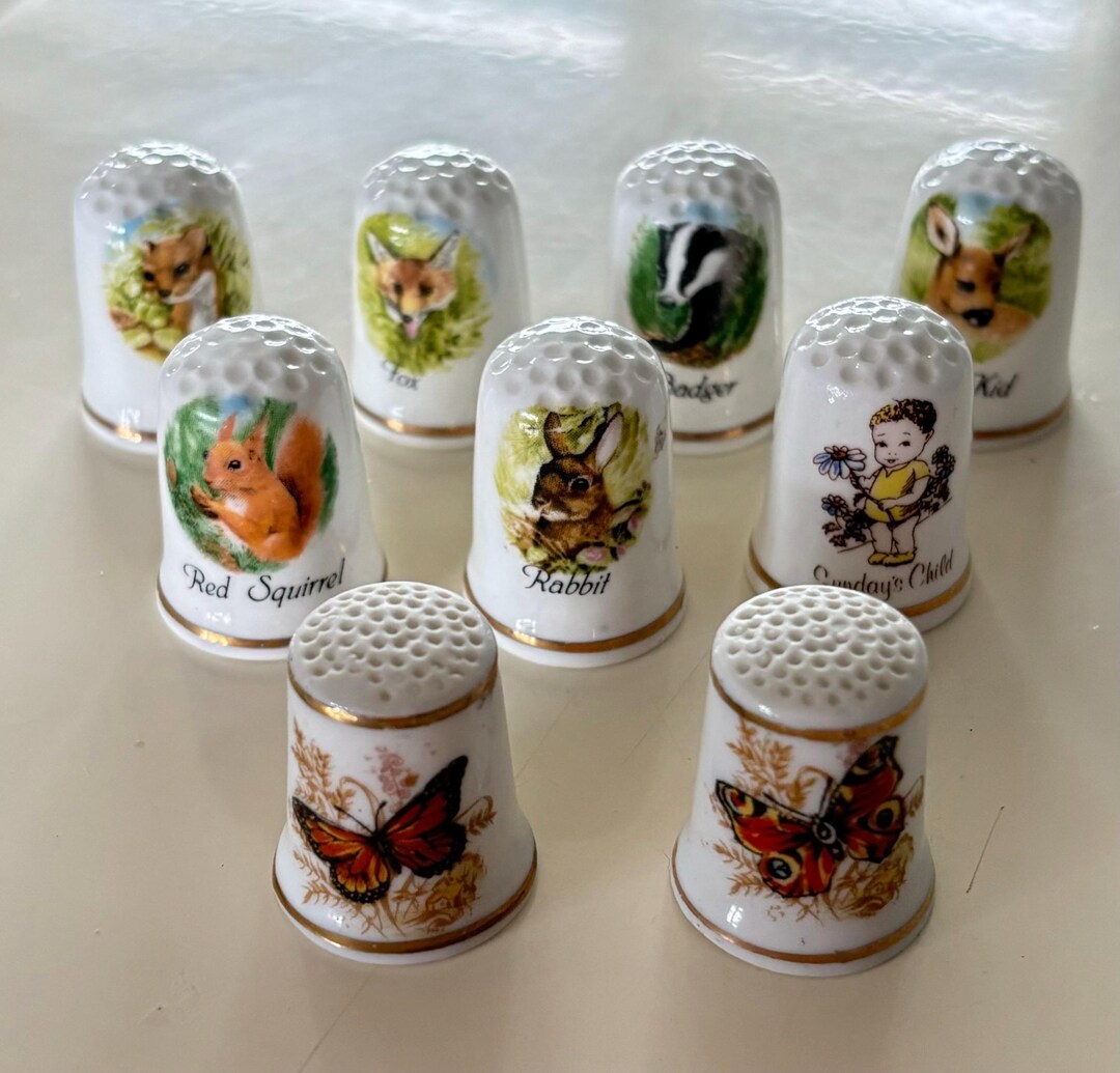 Vintage Fenton China Company British English Bone China Animal Thimbles ...