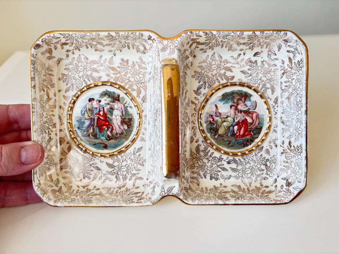 Rare Beautiful 1945 Vintage Empire Ware English Dual Double Dish / Bowl ...