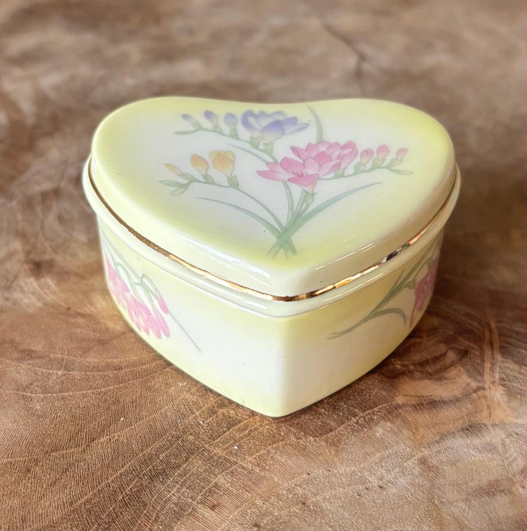 Rare Vintage Royal Worcester Spode Palissy Heart Shape Freesia Lidded ...