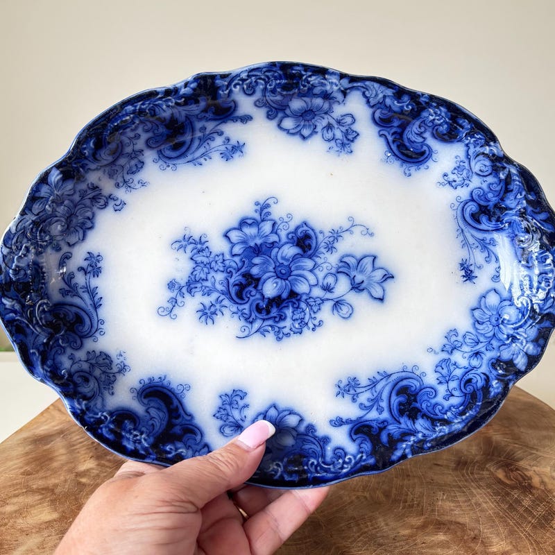 Antique Blue Flow Platter - Etsy Canada