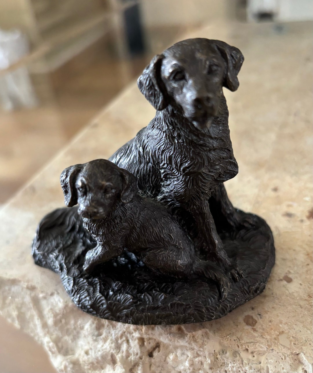 Heredities Bronze Cold Cast Resin Dog & Puppy Ornament Figurine - Etsy