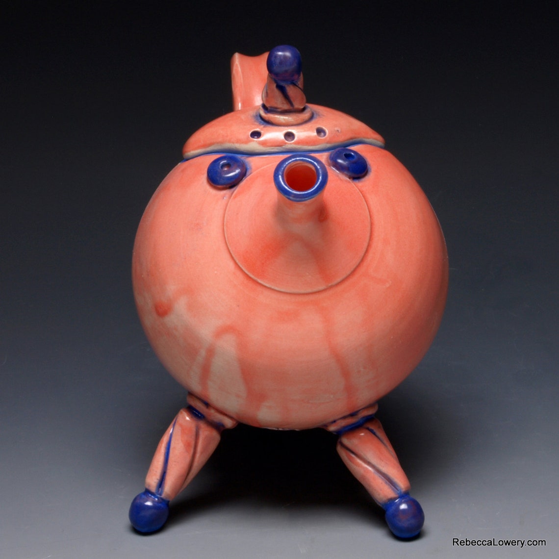 Flamingo Coral Tripod Teapot a Whimsical Ceramic Teapot With - Etsy