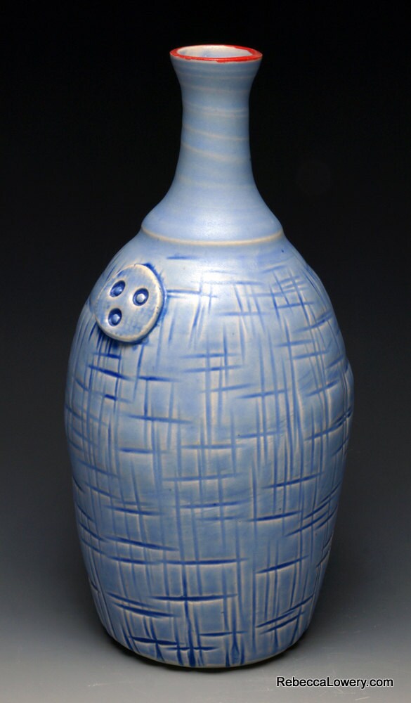 Blue Denim Button Ceramic Bottle Single Flower Vase - Etsy
