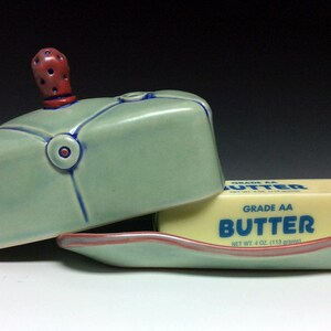Button Cushion Ceramic Covered Butter Dish - Etsy