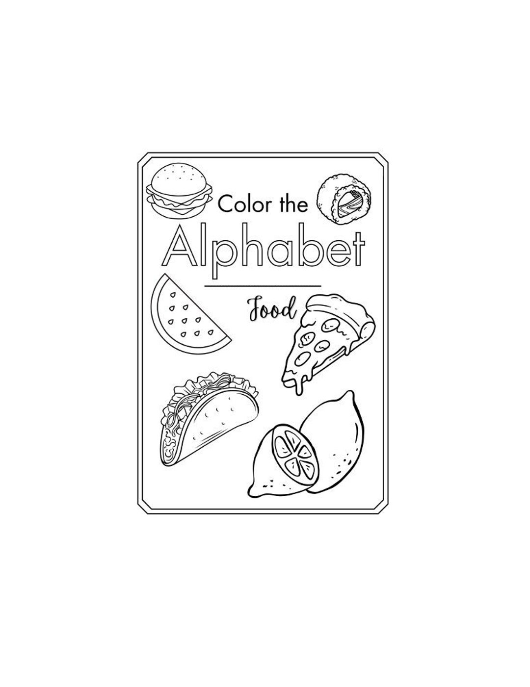 53 Page Alphabet Foods Coloring Pages, Digital, Printable, E-book - Etsy
