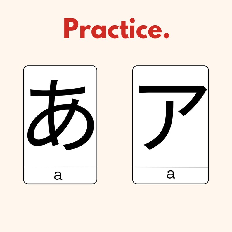 Hiragana and Katakana Flash Cards Printable Japanese for Beginners ...