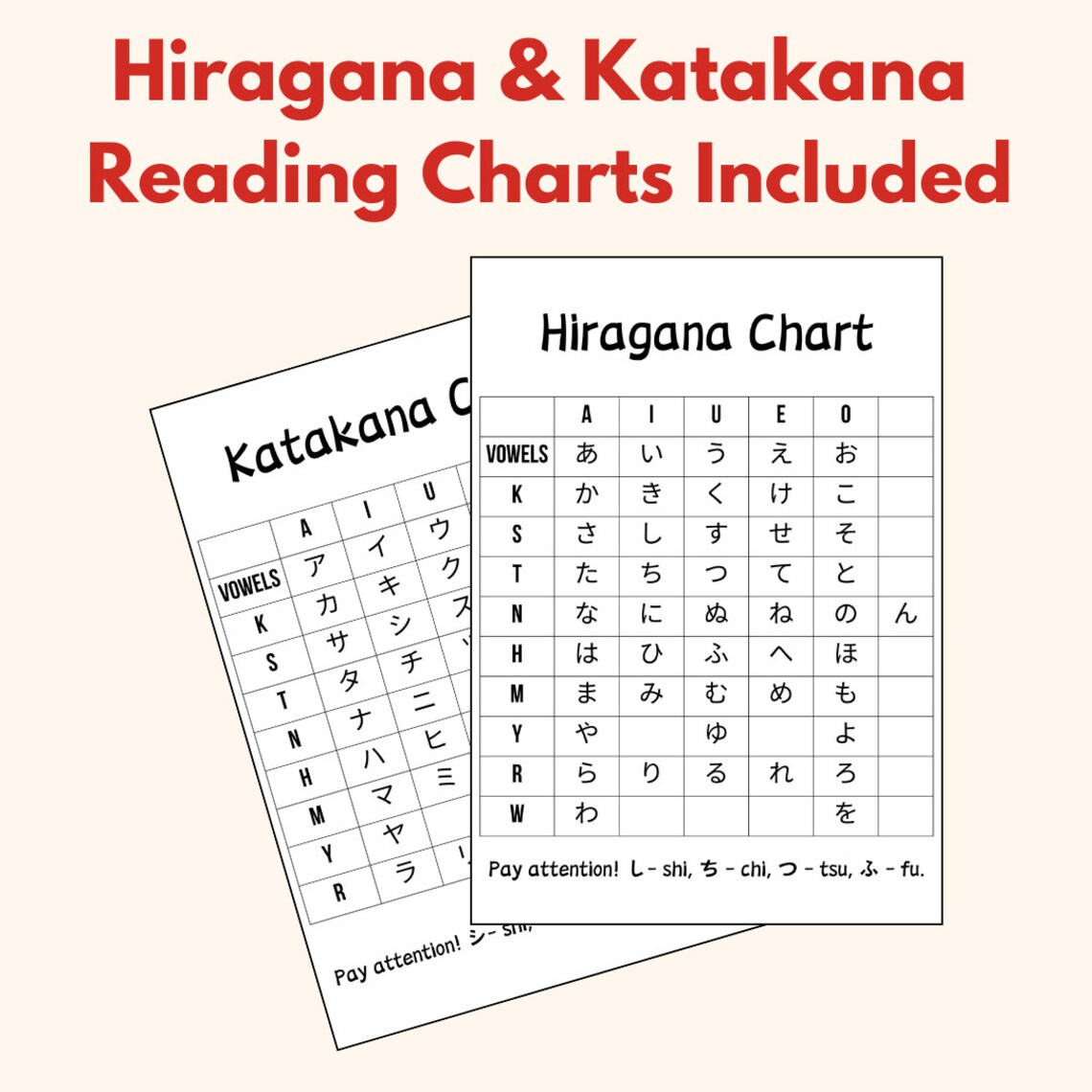 Hiragana and Katakana Flash Cards Printable Japanese for Beginners ...