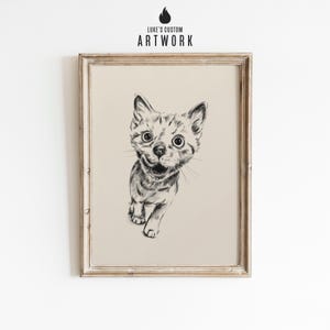 Custom Pet Cat Drawing From Photo - Personalised Cute Pet Portrait ...