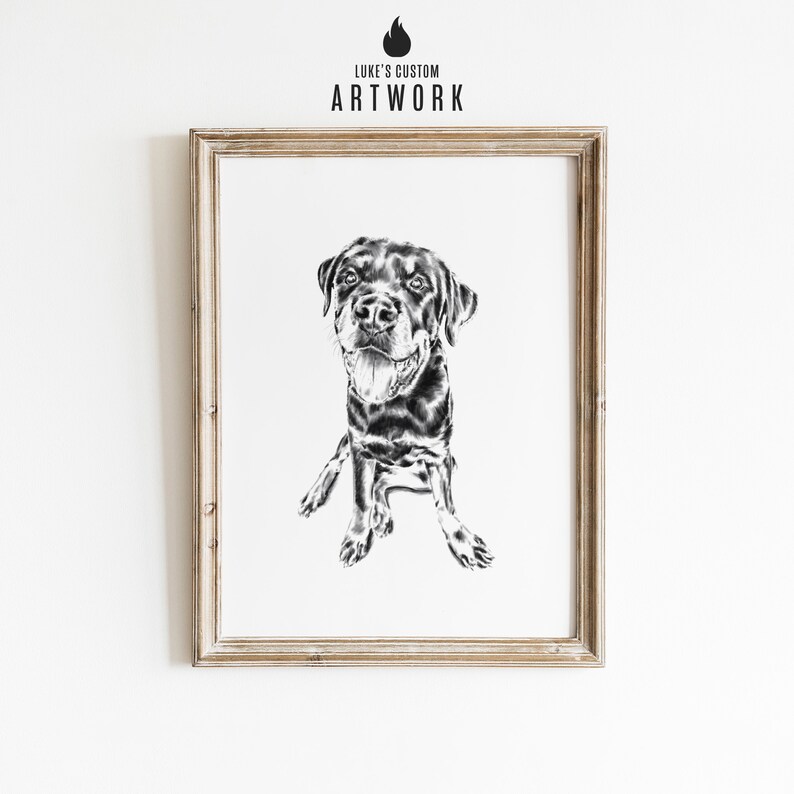 Personalized Pet Portrait Drawing Wall Art - CUSTOM Dog Sketch From ...