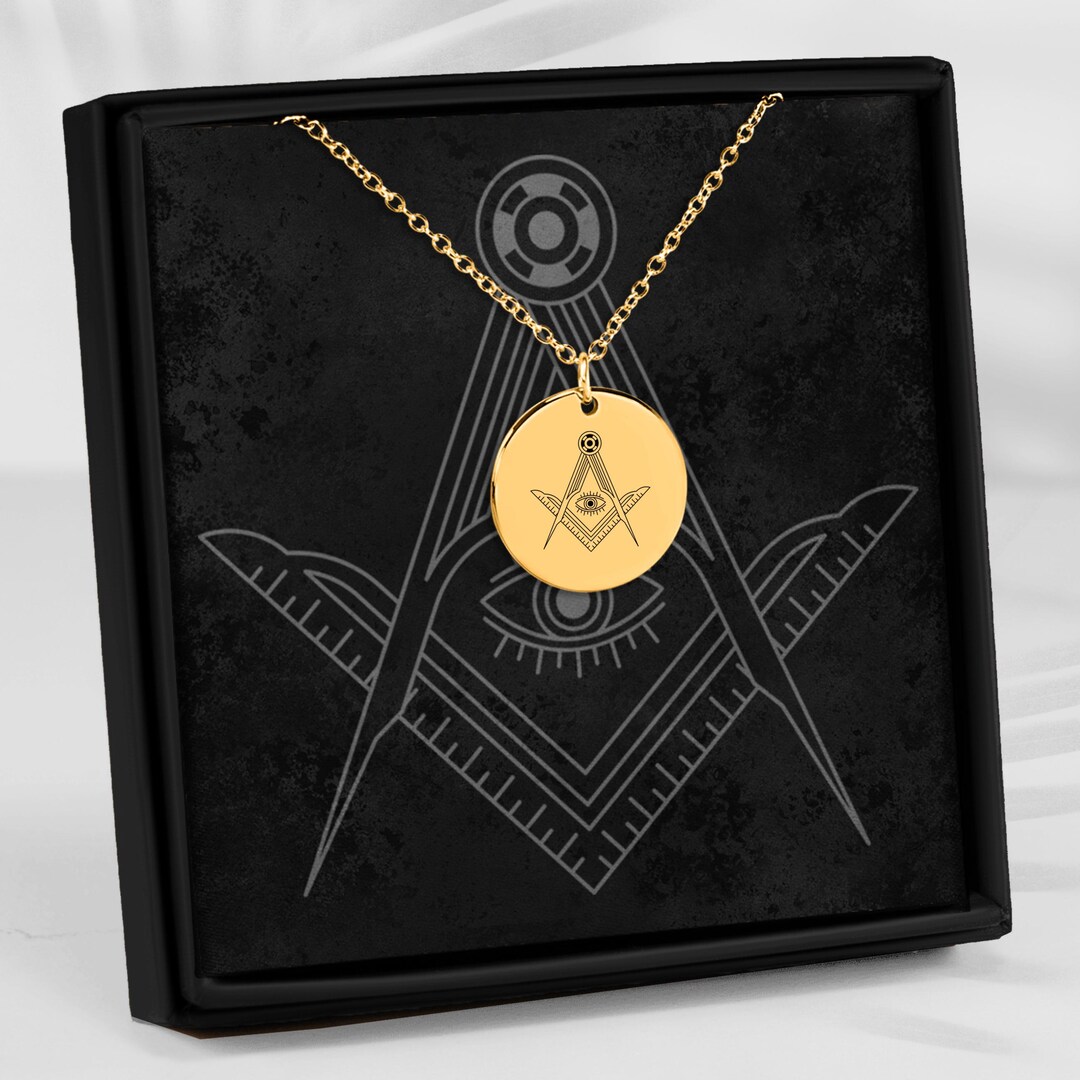 Masonic Eye Necklace, Freemason Symbol Pendant, Square and Compass ...