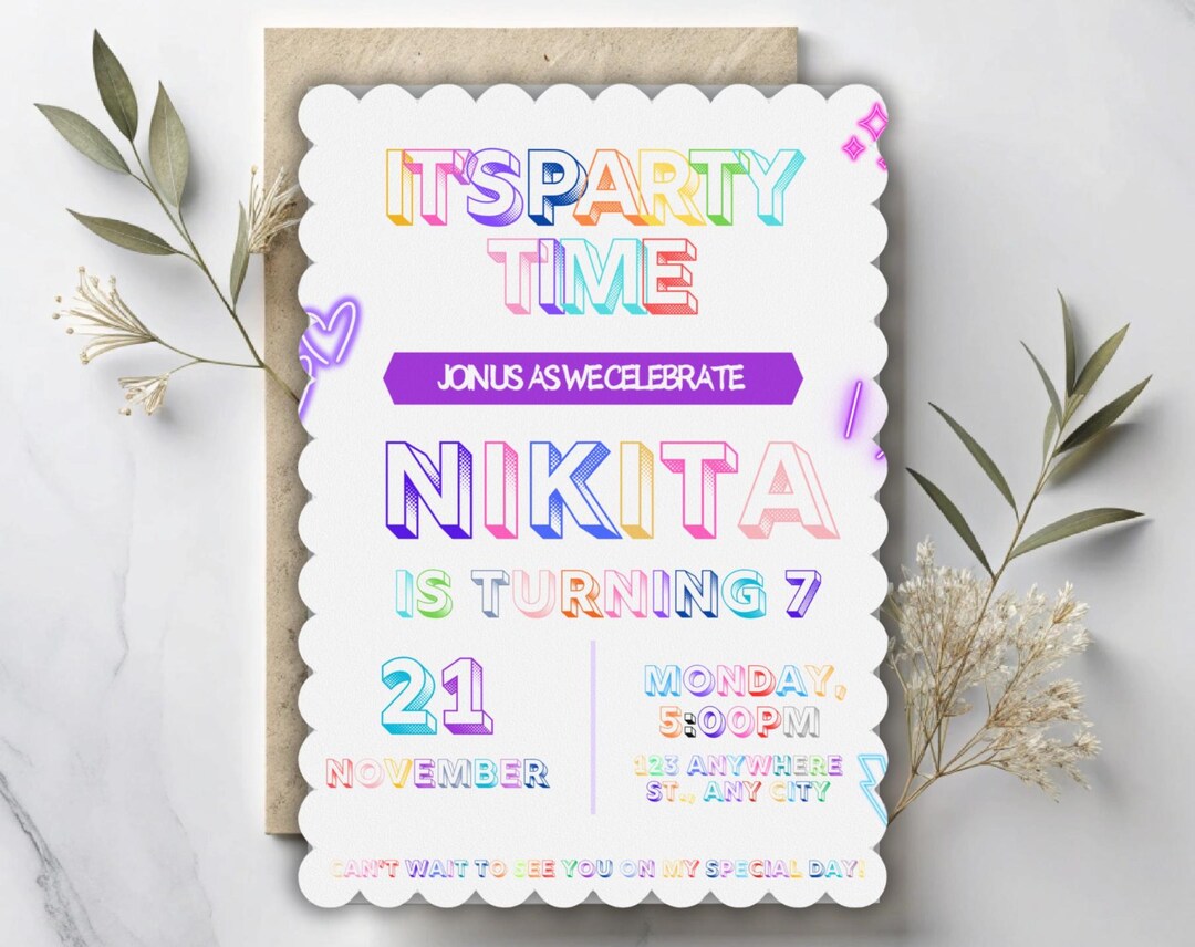 Colorful Birthday Invitation , Birthday Invitation Template , Simple ...