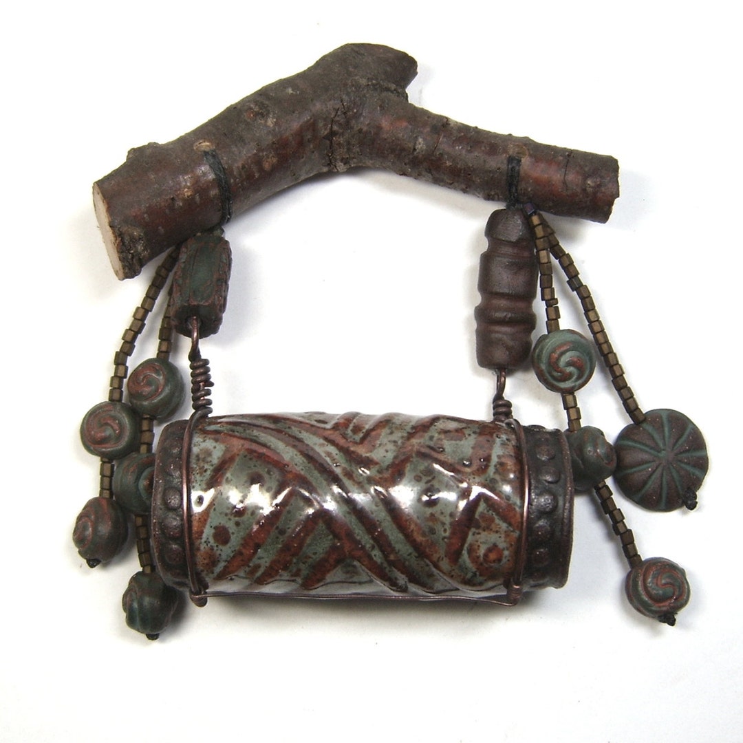 One of a Kind Hand Formed Textured Stoneware Rattle Bead Cat - Etsy