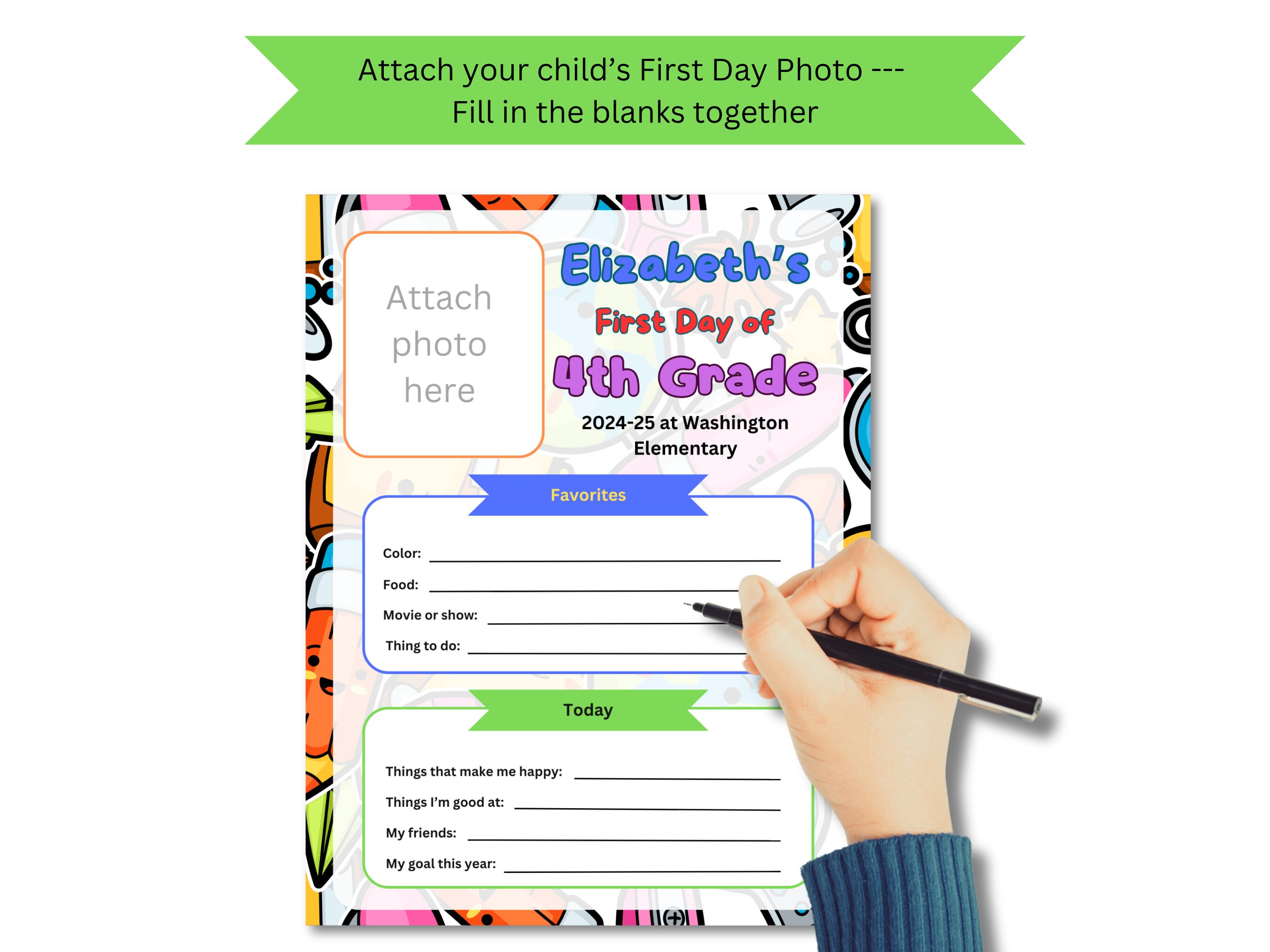 Editable Back-to-school First Last Day of Grade School Interview ...