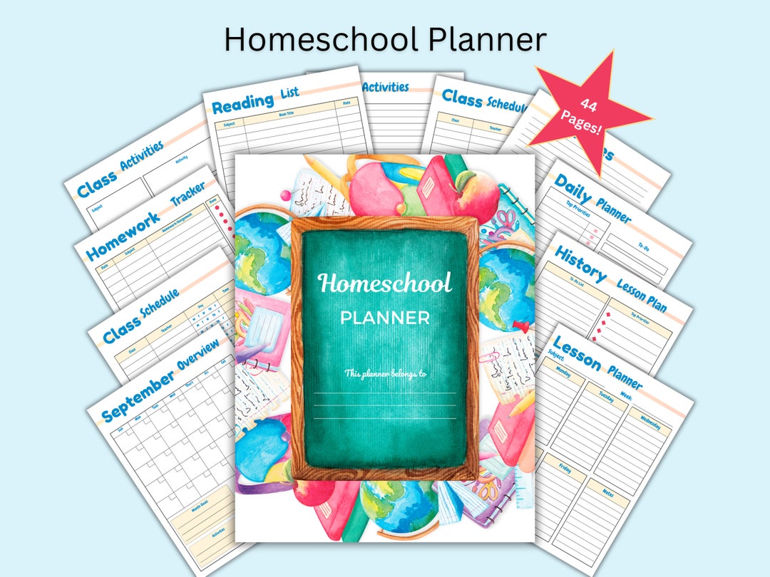Printable Homeschool Planner Includes Lesson Plans, Homework Trackers ...