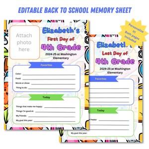 Editable Back-to-school First Last Day of Grade School Interview ...