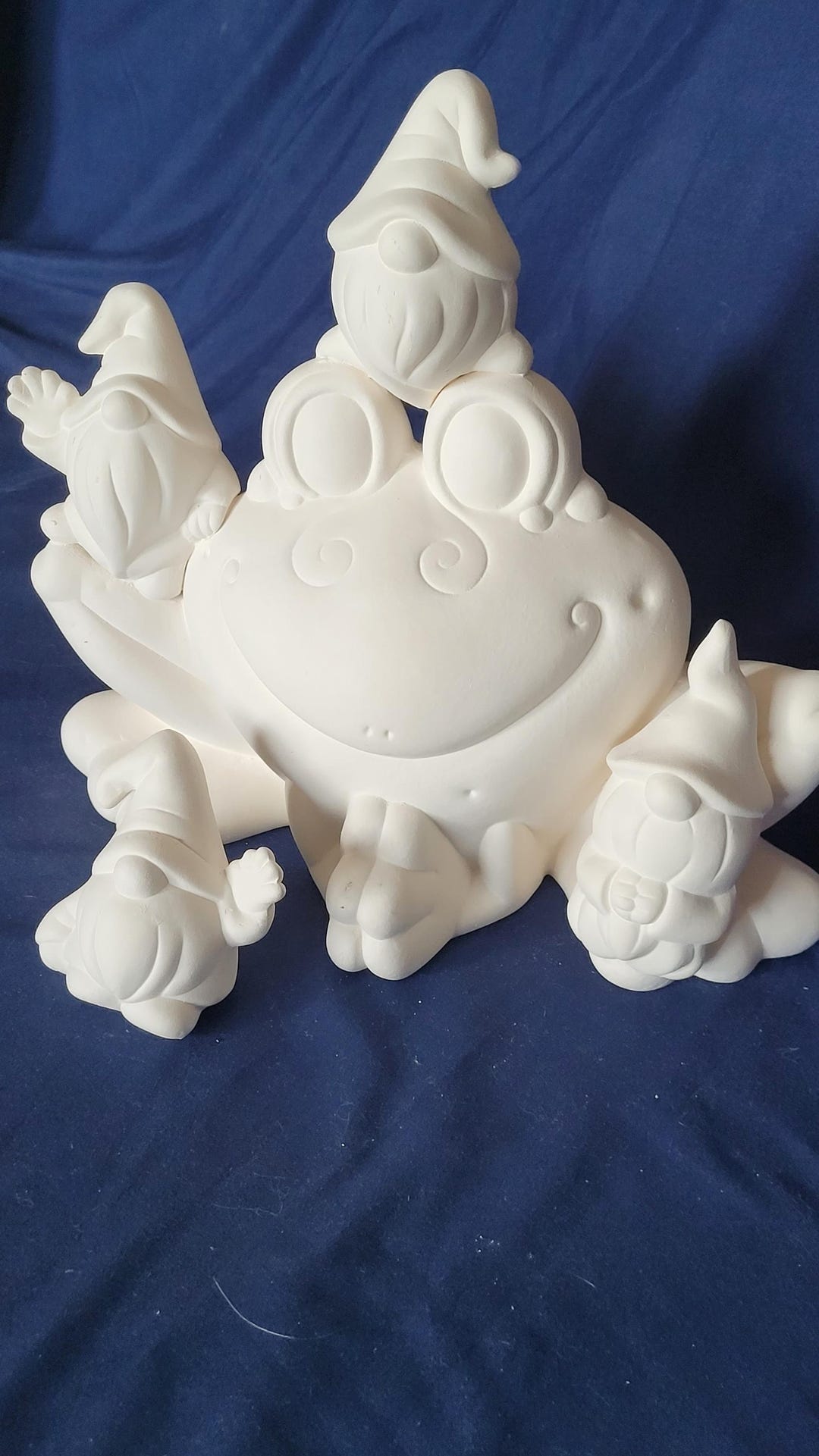 Ready to Paint Ceramic Bisque Large Frog With Gnomes - Etsy