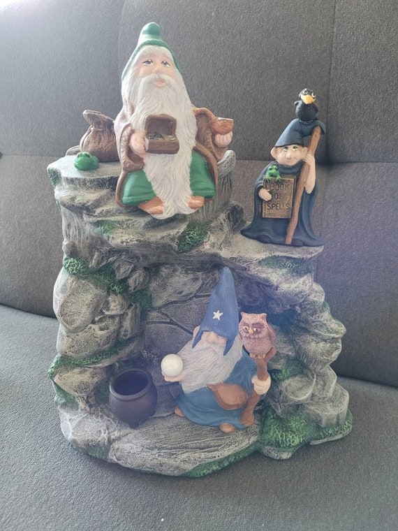 Handpainted 7 Piece Ceramic Wizard and Cave Set - Etsy