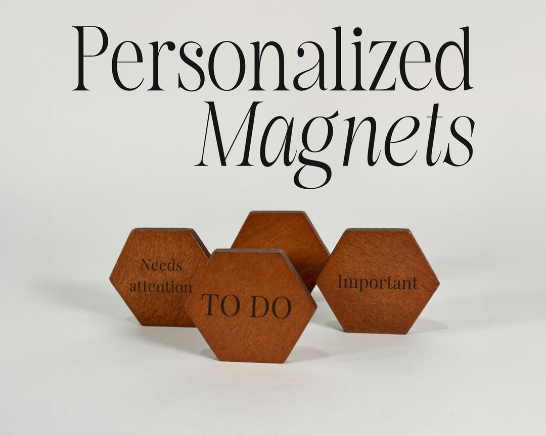 Personalized Wooden Hexagon Magnet Custom Laser Engraved Gift Wedding ...