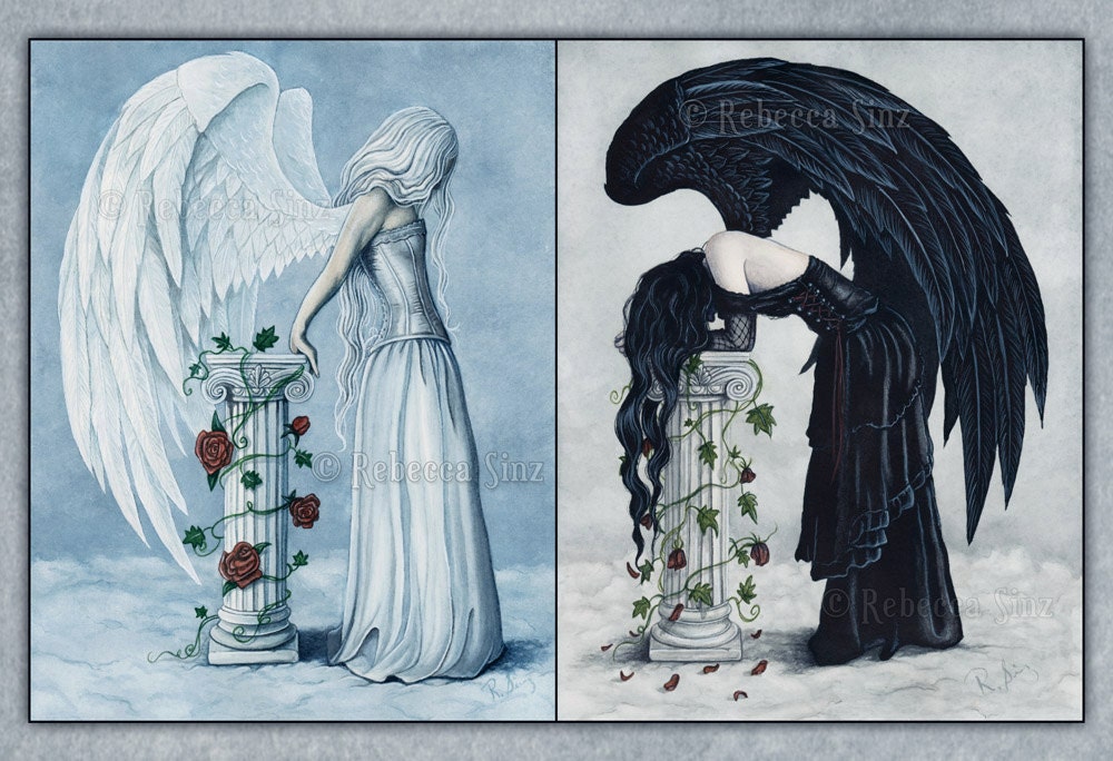 Hope and Despair 19x13 Print Angels Emotions Art Sadness Depression ...