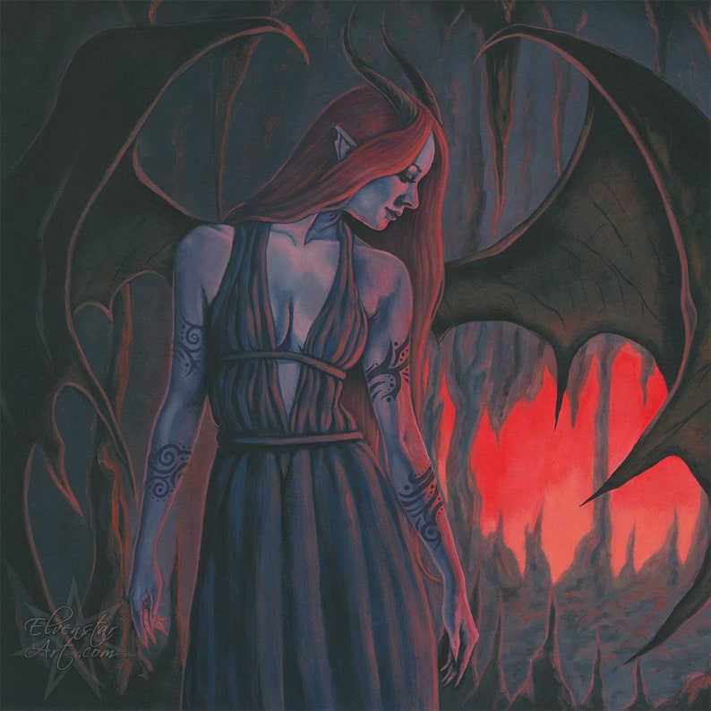 The Darkness ORIGINAL Painting Gothic Fantasy Art Demon Demoness Female ...