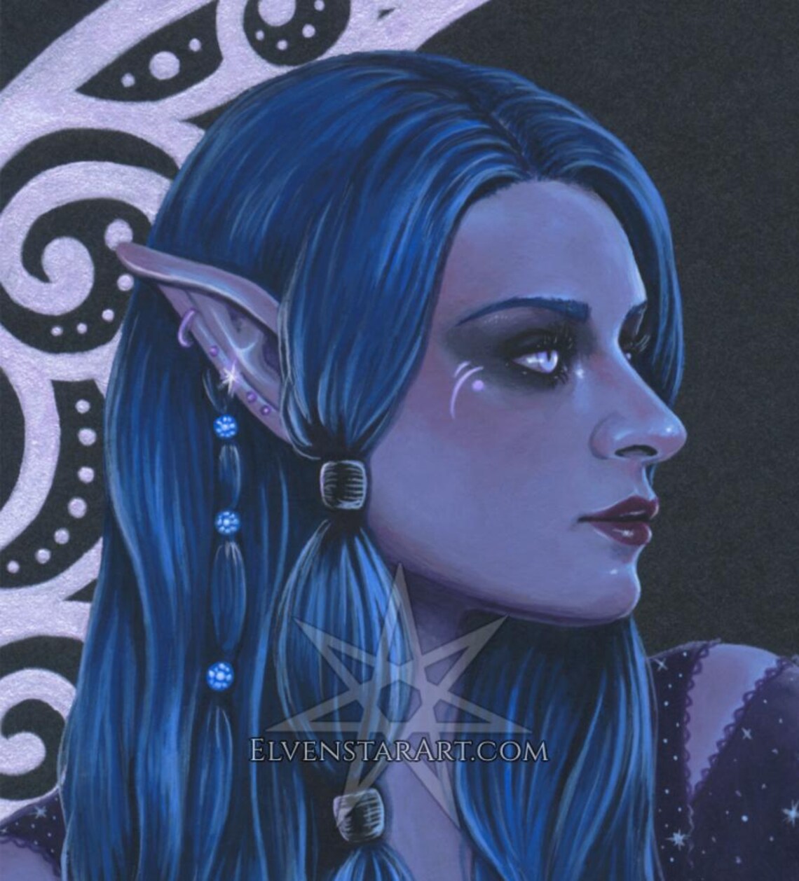 Filigree Moon and Sun 19x13 Print Celestial Fantasy Elf Portraits ...