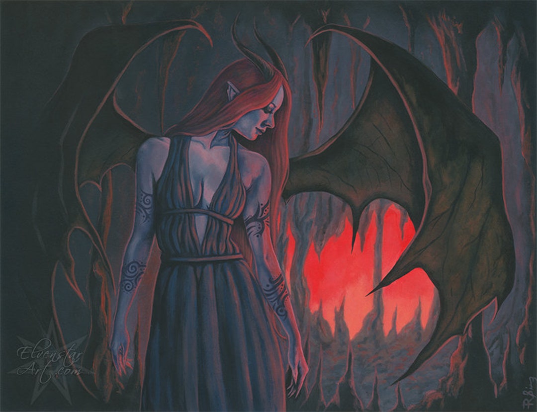 The Darkness ORIGINAL Painting Gothic Fantasy Art Demon Demoness Female ...