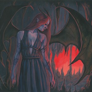 The Darkness ORIGINAL Painting Gothic Fantasy Art Demon Demoness Female ...