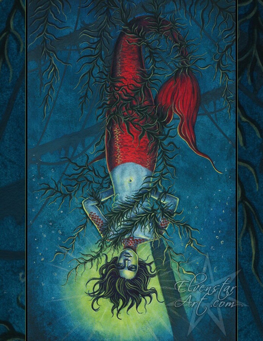 The Hanged One PRINT Tarot Art Mermaid Non-binary Ocean Seaweed Sea ...