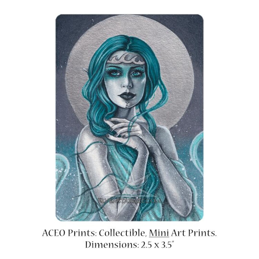 Sea Elf ACEO Print Artist Trading Cards ATC Gothic Fantasy Art Fae ...