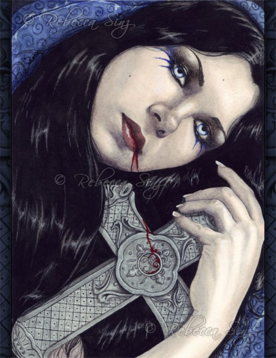 Eternal Sin PRINT Vampire Gothic Cross Blood Dark Sexy Blue - Etsy
