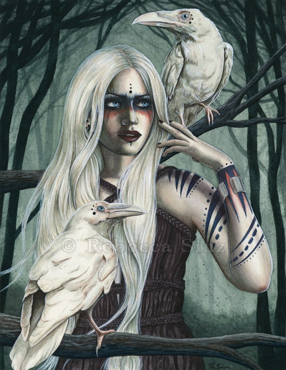 Night of the Ravens PRINT Gothic Fantasy Art Woman Shaman | Etsy