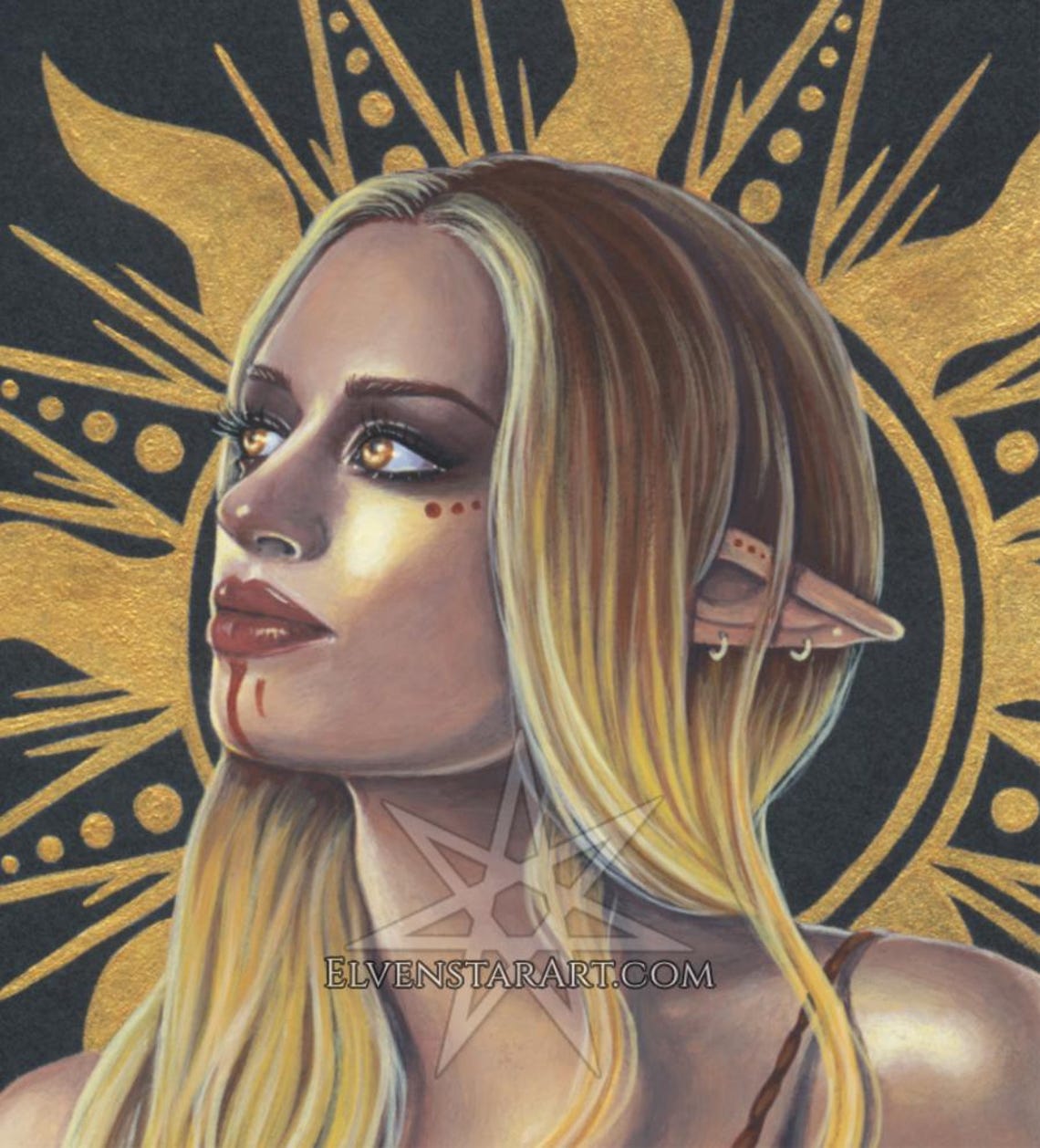Filigree Moon and Sun 19x13 Print Celestial Fantasy Elf Portraits ...