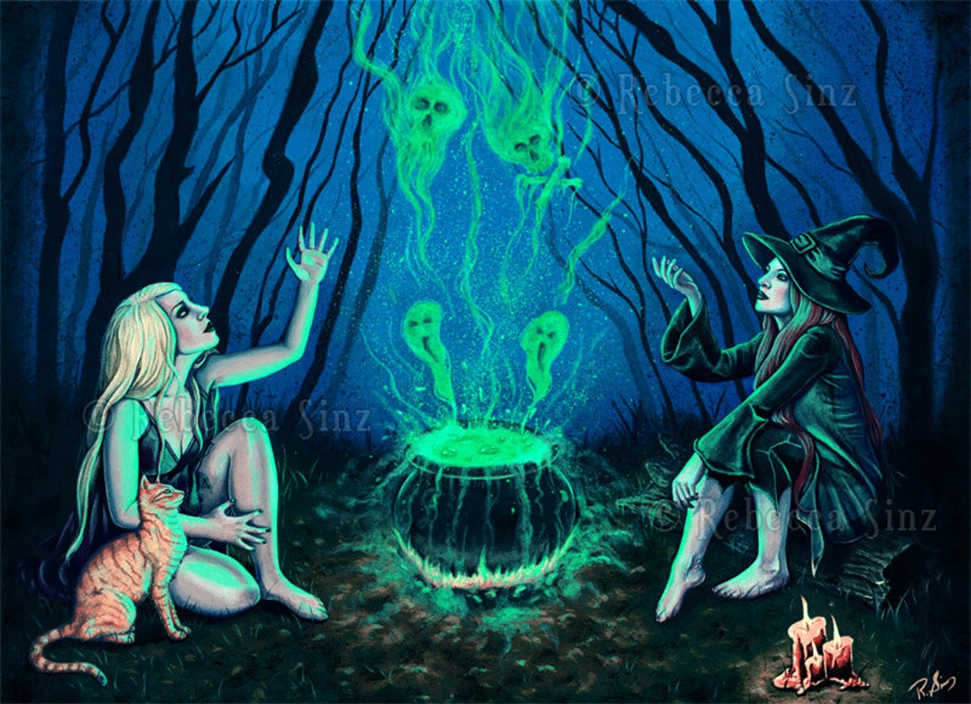 Witches' Cauldron ORIGINAL Painting Fantasy Art Gothic Magic Magick ...