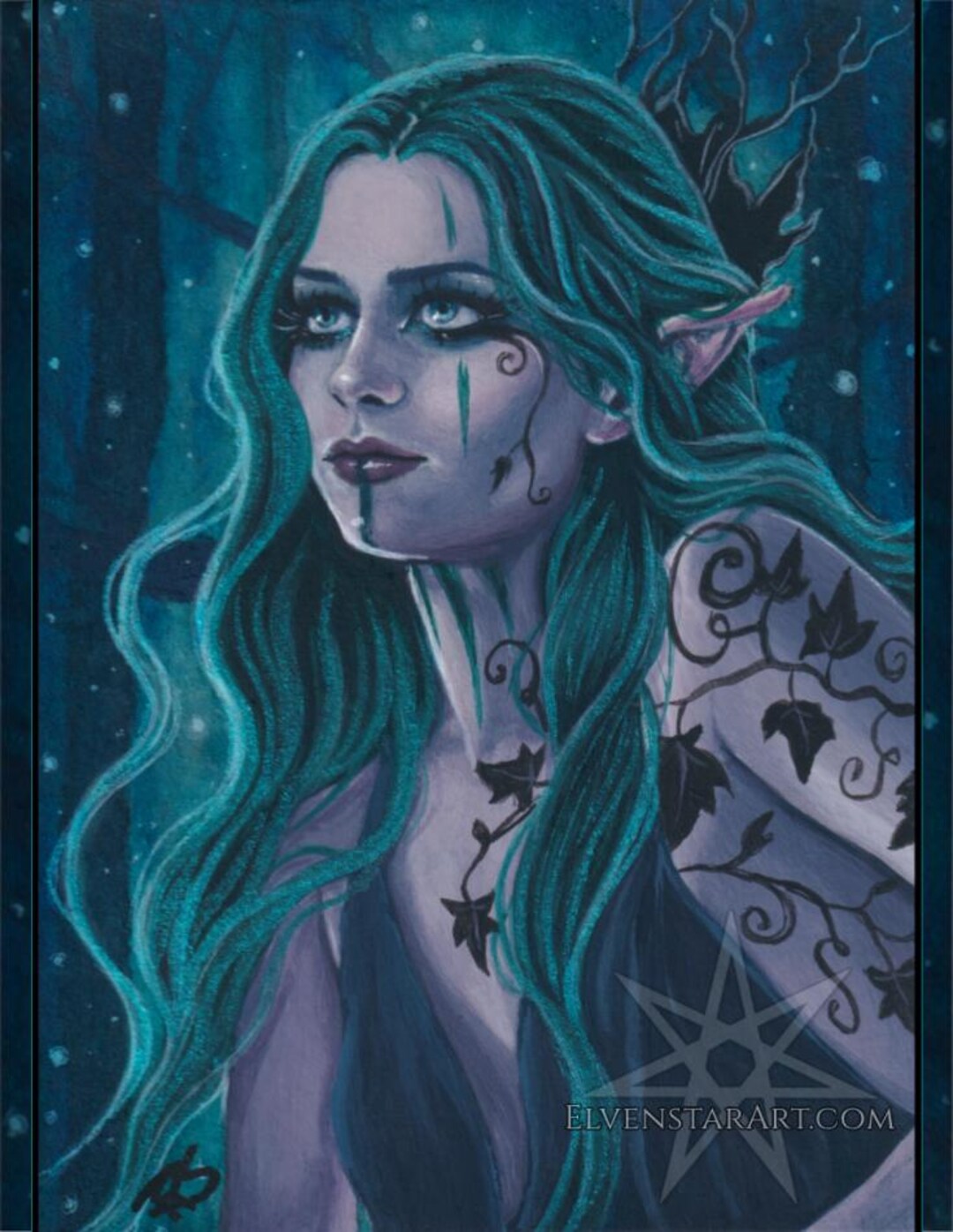 Gothic Fairy Elf Fantasy Art PRINT Dark Mystical Magical Forest Magic ...
