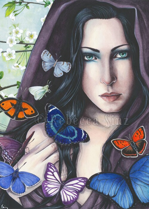 Enlightenment PRINT Spring Goddess Butterflies Fairy Fae Apple Blossoms ...