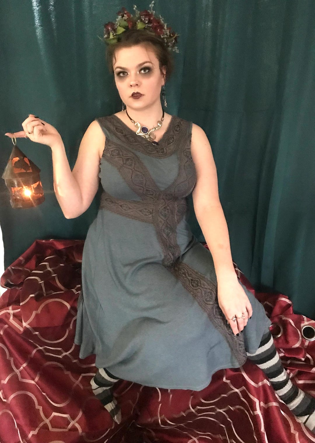 Whimsigoth Upcycled Lace Detail Midi Dress - Etsy