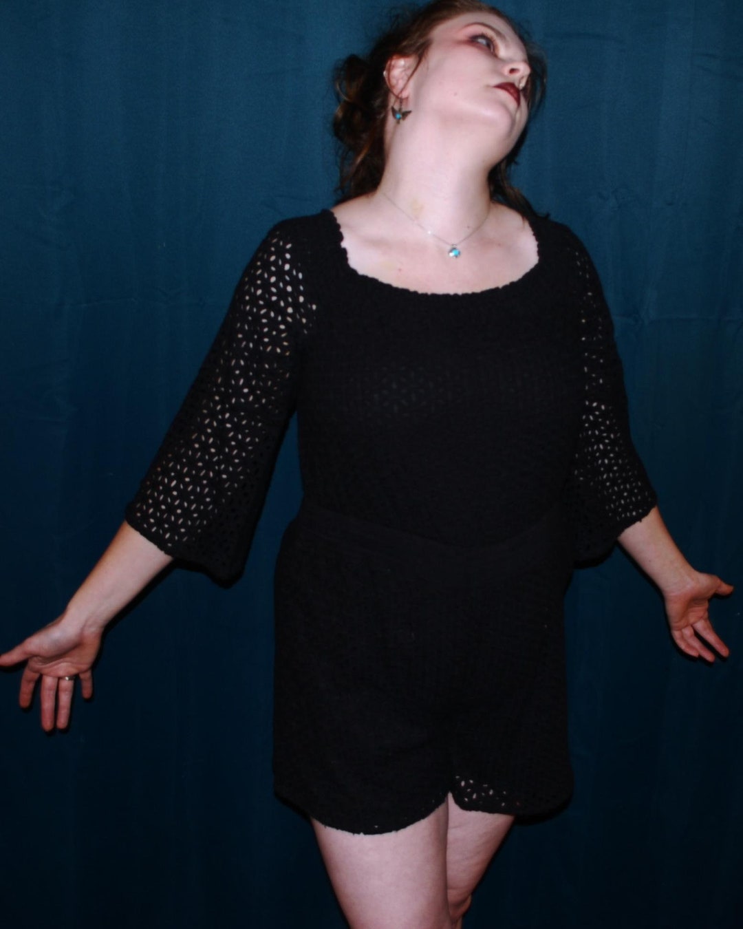 Black Eyelet Lace Goth Romper - Etsy