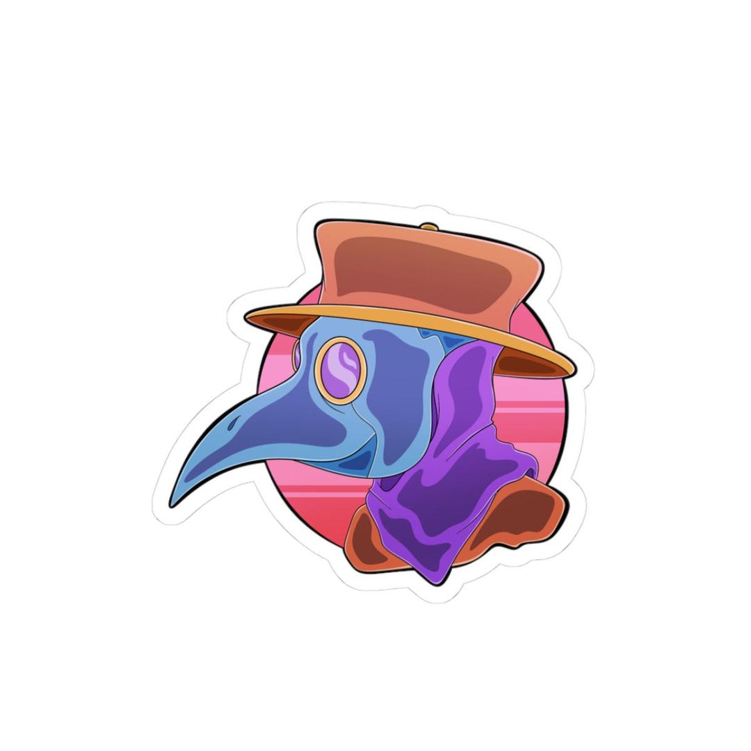 Neon Plague Doctor Kiss-cut Sticker | Retro Sunset - Etsy
