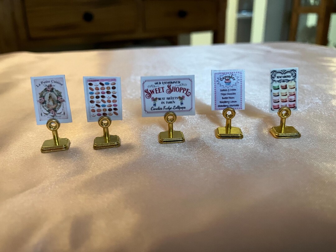Dollhouse Miniature Shop Sign Holders New Metal Set of 4 With Six ...