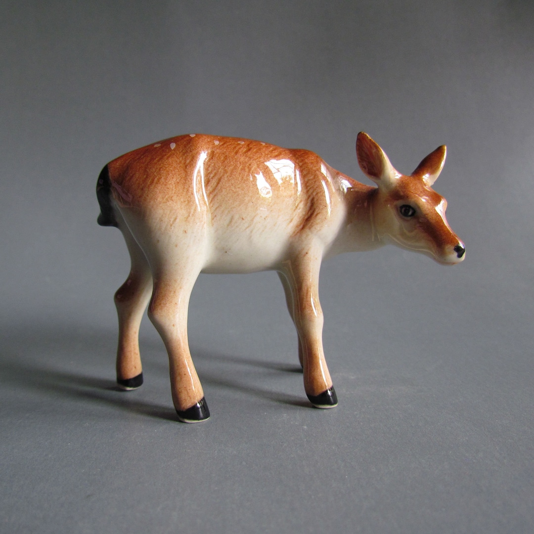 Deer Miniature Ceramic Figurine Porcelain Animal Country Side Statue ...