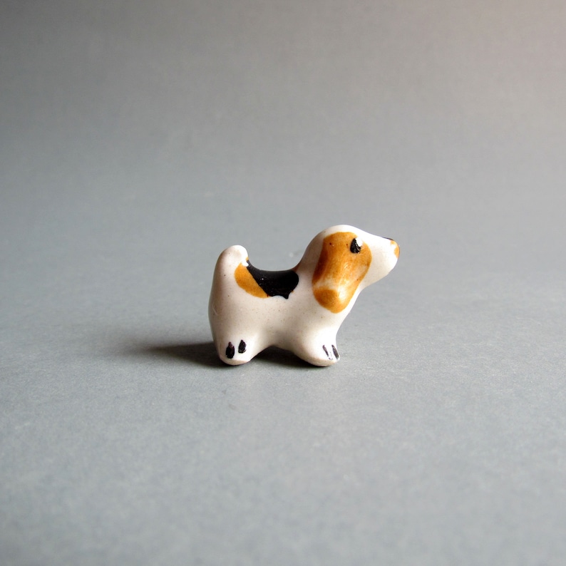 Tiny Beagle Dog Little Animal Small Miniature Ceramic Animal Figurine ...