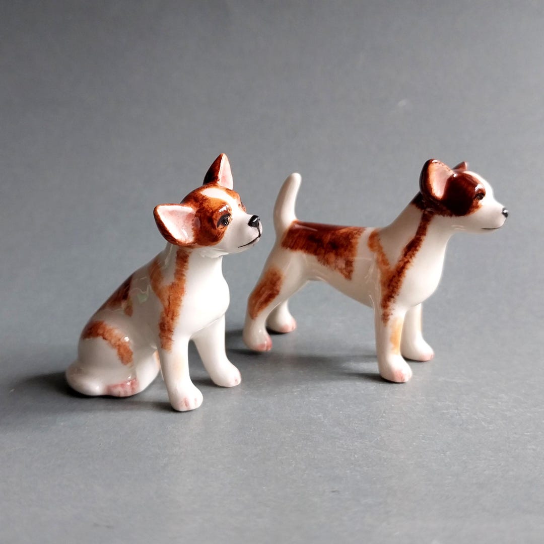 Chihuahua Dog Miniature Ceramic Animal Figurine Small Pet Statue ...