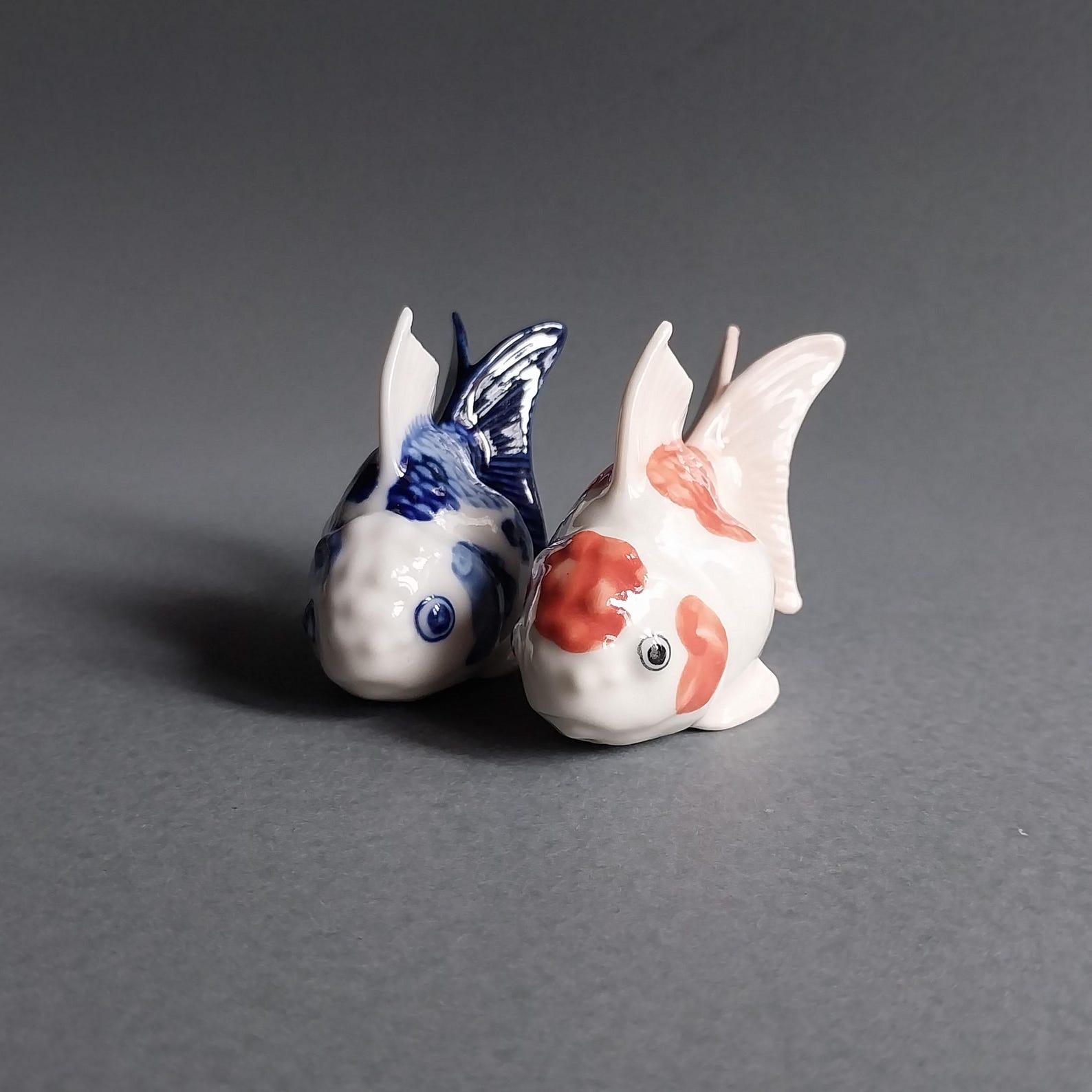 Hand Painted Ceramic Goldfish Figurine | Koi Fish Decor - Etsy