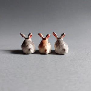 3 of Tiny Rabbits Little Animal Miniature Ceramic Porcelain Figurine ...