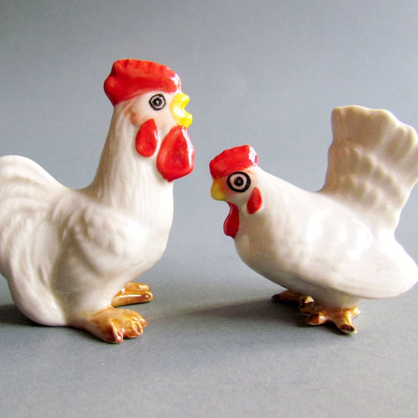 Miniature Ceramic Chicken Figurines - Etsy