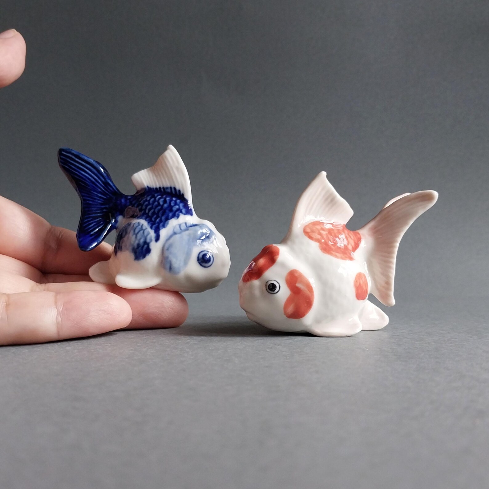 Hand Painted Ceramic Goldfish Figurine | Koi Fish Decor - Etsy