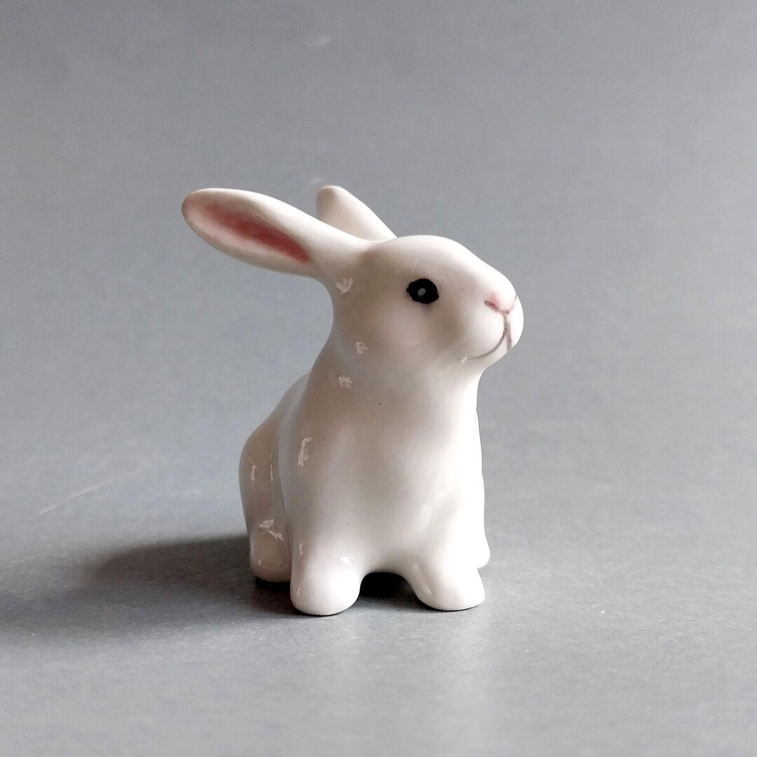 Rabbit Little Animal Miniature Ceramic Porcelain Figurine Statue Easter ...