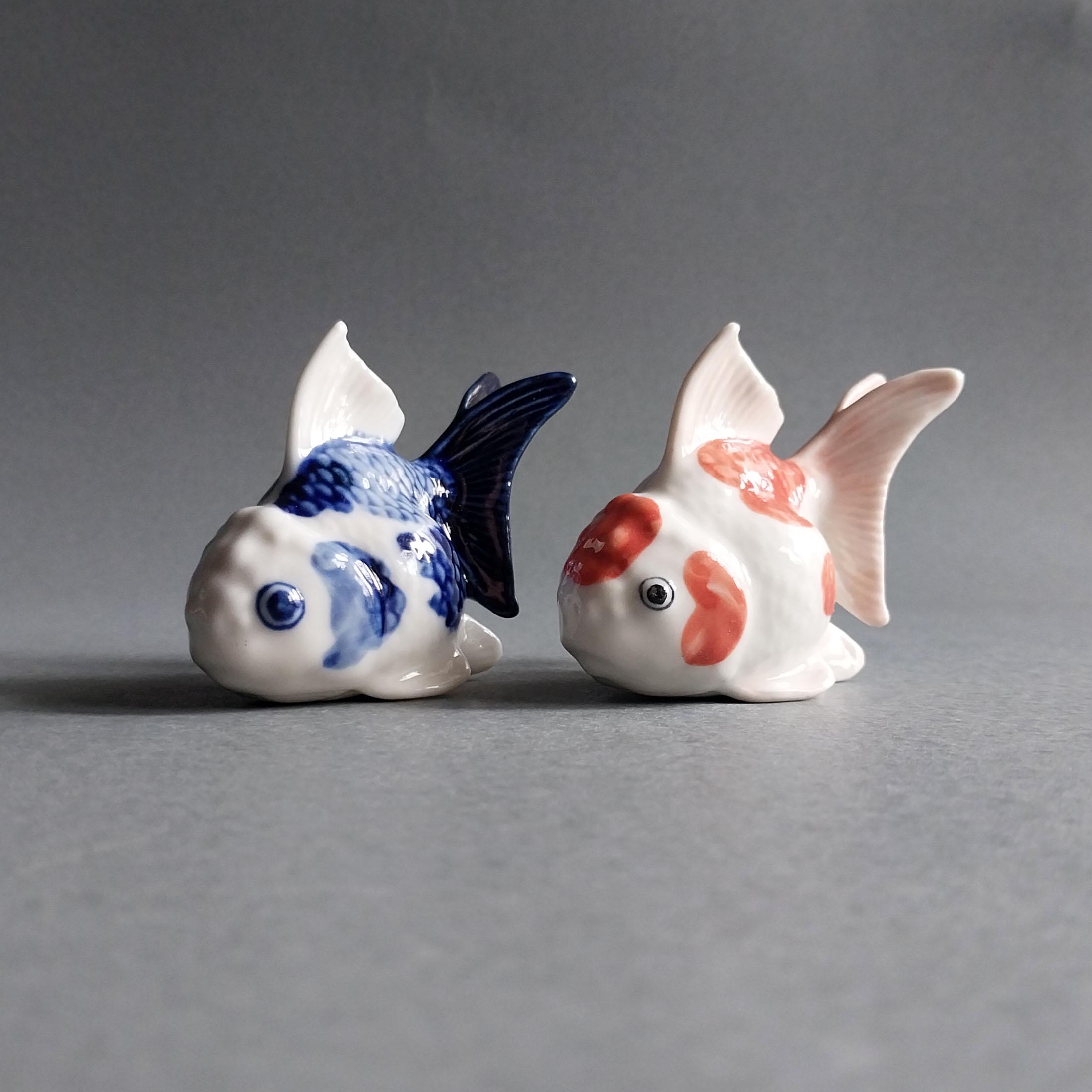 Hand Painted Ceramic Goldfish Figurine | Koi Fish Decor - Etsy