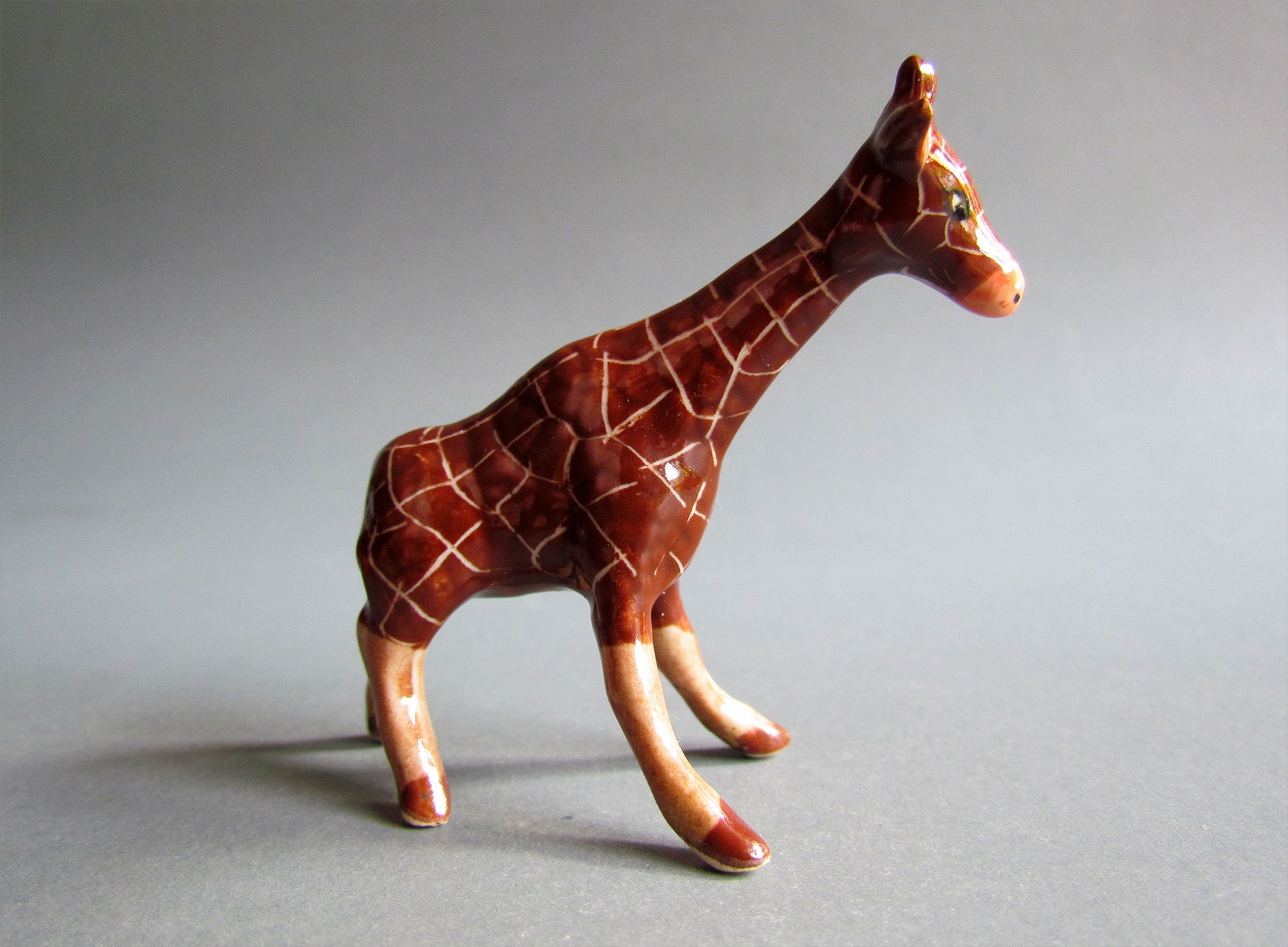 Brown GIRAFFE Wild Animal Miniatures Ceramic Porcelain Animal | Etsy